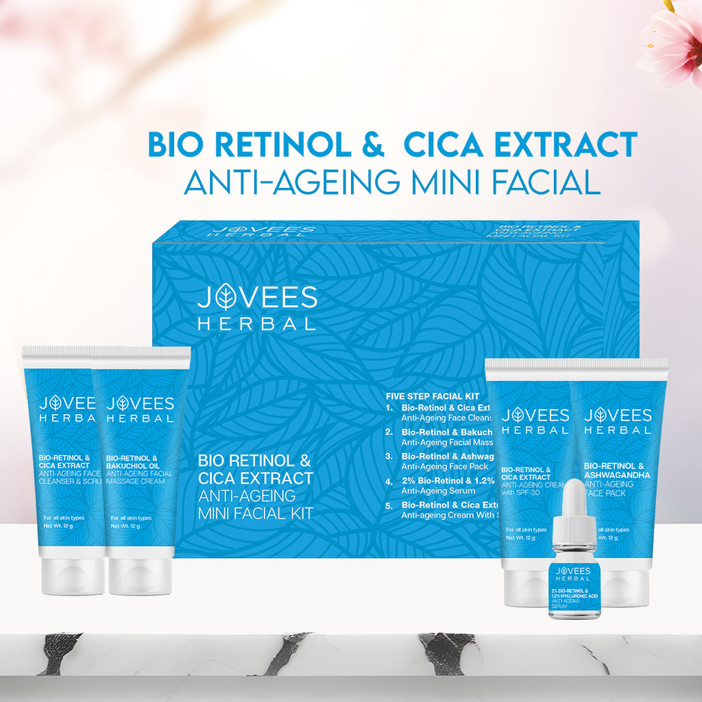 Jovees Bio Retinol & Cica Extract Anti-Ageing Mini Facial Kit For Sign ...
