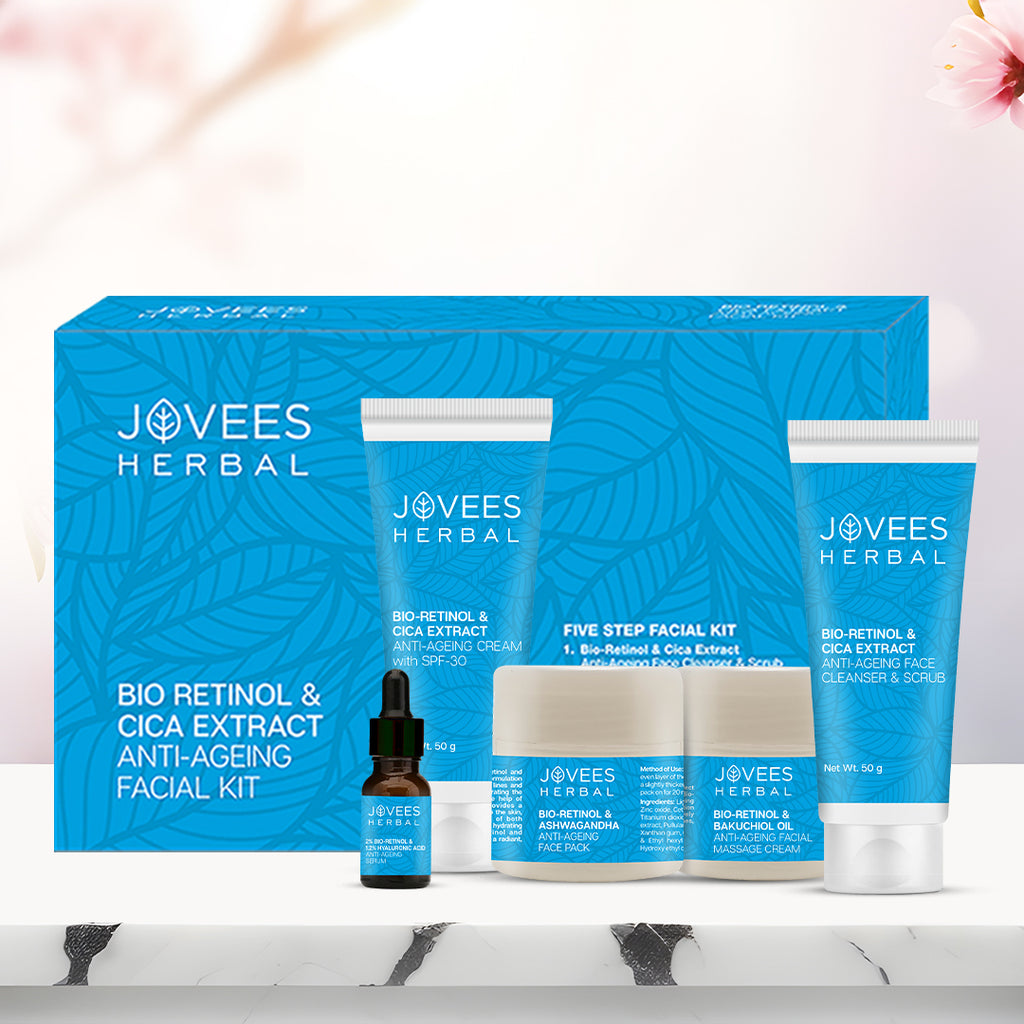 Jovees Bio Retinol & Cica Extract Anti Ageing Facial Kit For Signs of ...